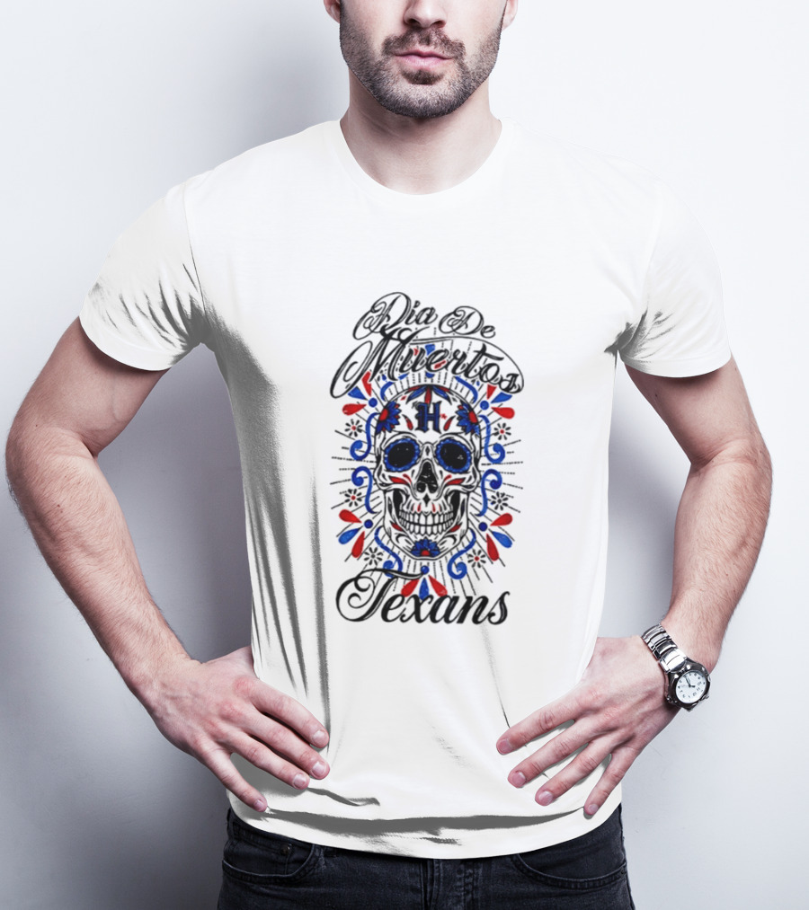Dia De Los Muertos Texans 2026 Sugar Skull Football T-Shirt