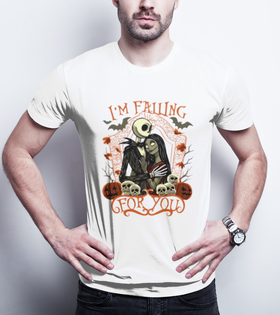 I'm Falling For You The Nightmare Before Halloween Jack And Sally Halloween Pumpkins Skulls Bats T-Shirt