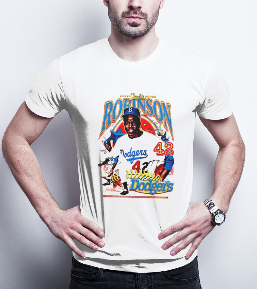 Jackie Robinson Dodgers 42 Legends Baseball Icon Two Sided T-Shirt