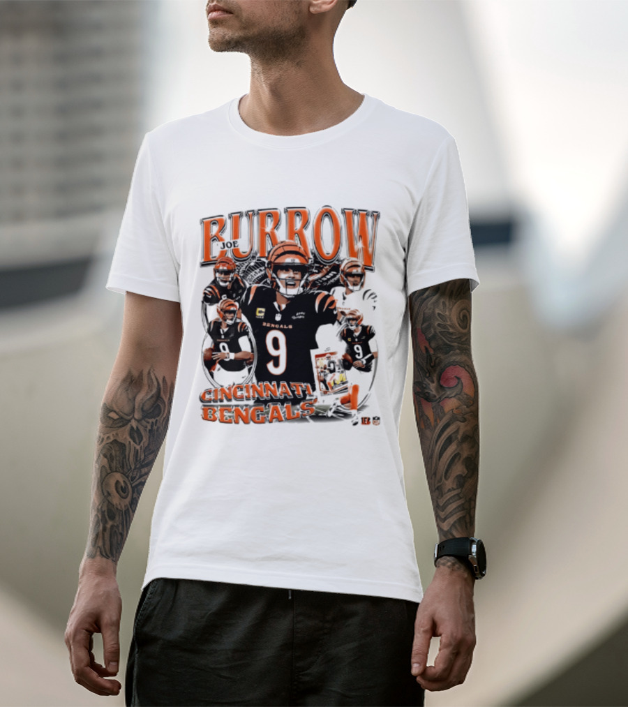 Burrow Cincinnati Bengals 9 Player Collage 2026 T-Shirt