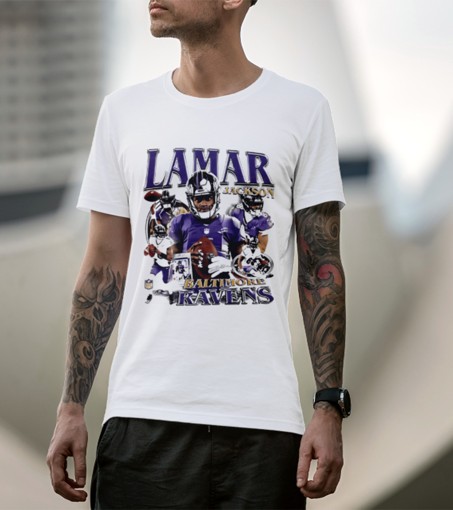 Lamar Jackson Baltimore Ravens Player Collage T-Shirt