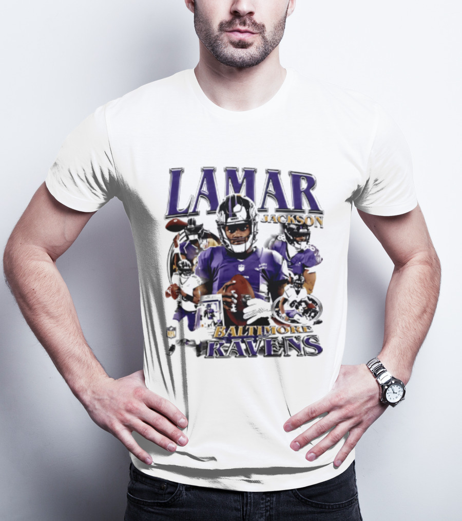 Lamar Jackson Baltimore Ravens Player Collage T-Shirt