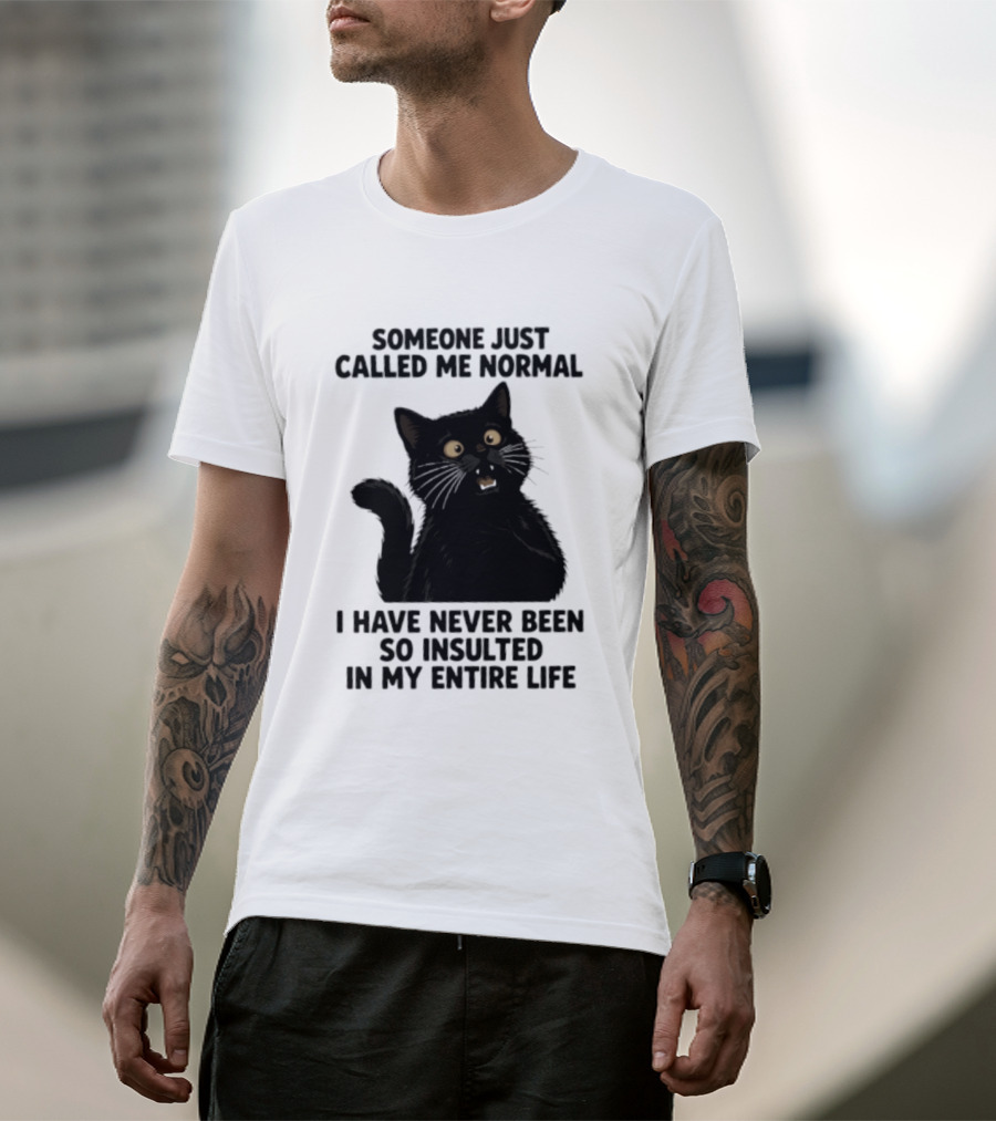 Someone Just Called Me Normal Black Cat Humor Never Been So Insulted In My Entire Life T-Shirt