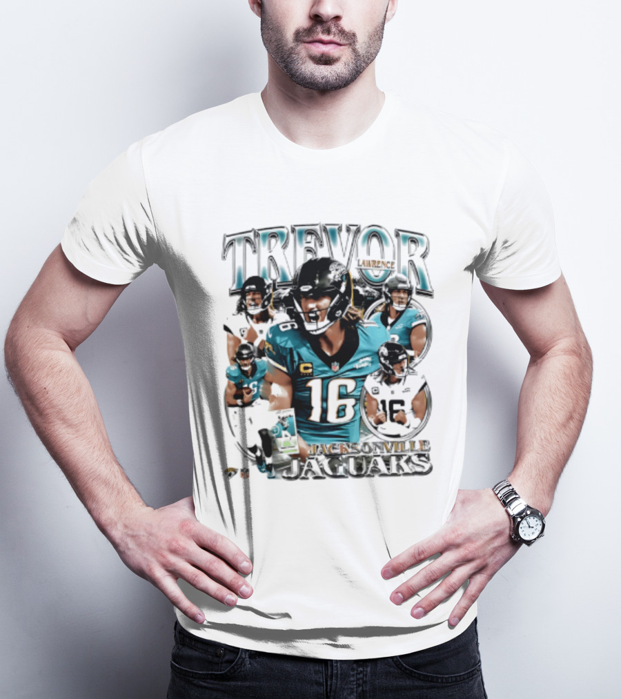 Trevor Lawrence Number 16 Jacksonville Jaguars 2026 Collage T-Shirt