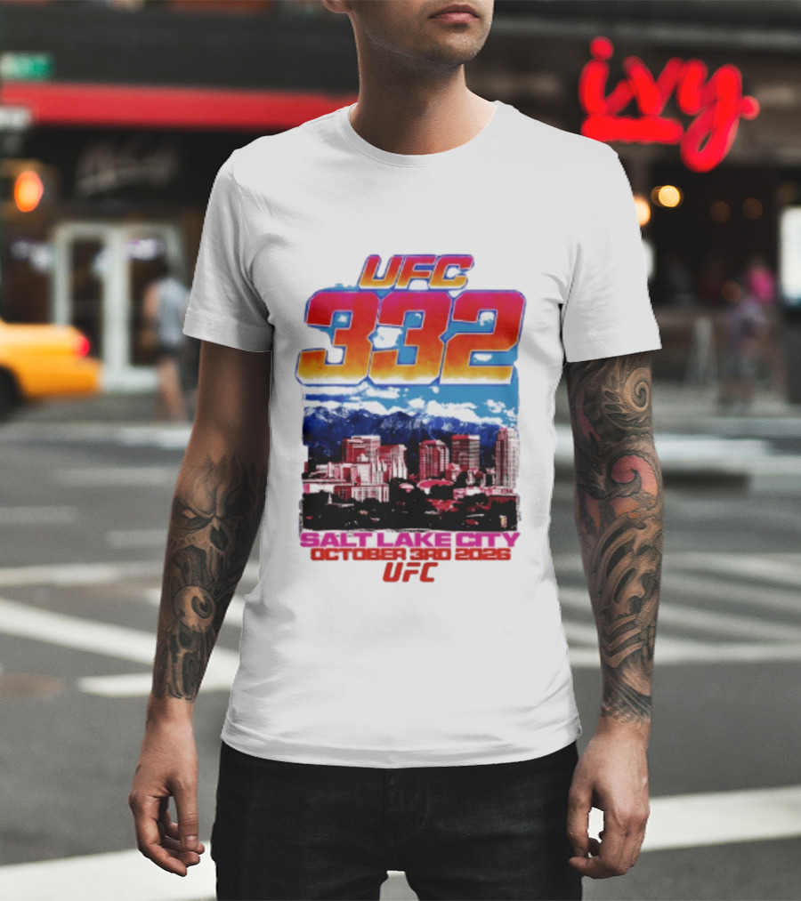 UFC 332 Salt Lake City October 3rd 2026 Urban Skyline Event T-Shirt