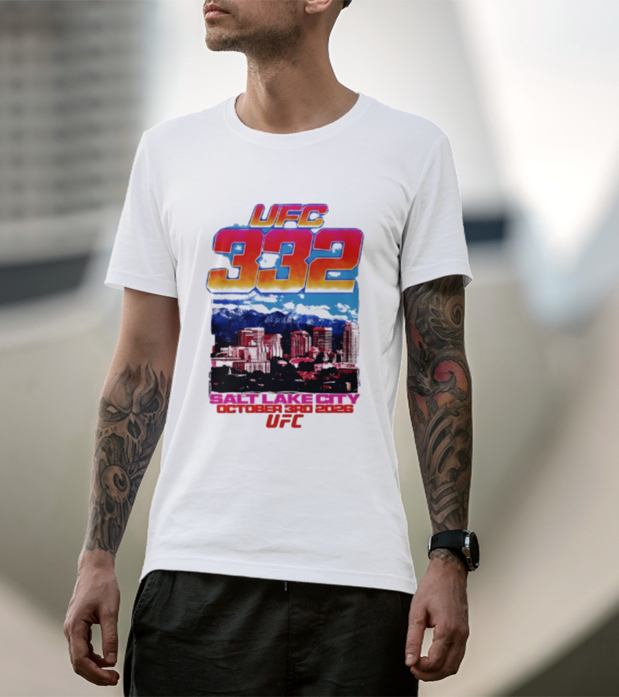 UFC 332 Salt Lake City October 3rd 2026 Urban Skyline Event T-Shirt