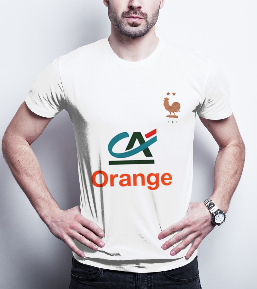Crédit Agricole Orange Rooster Emblem With Stars And FF T-Shirt