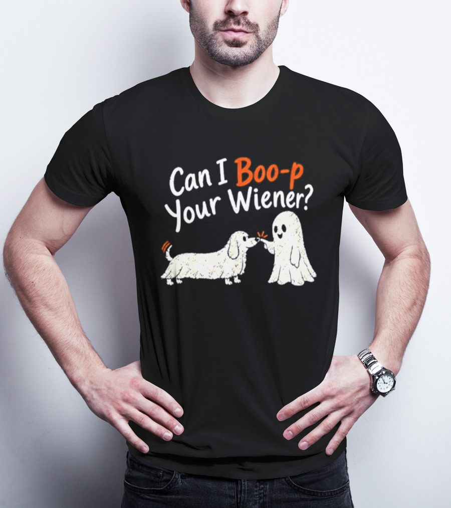Can I Boo P Your Wiener Dachshund Ghost And Dog Halloween Fun T-Shirt