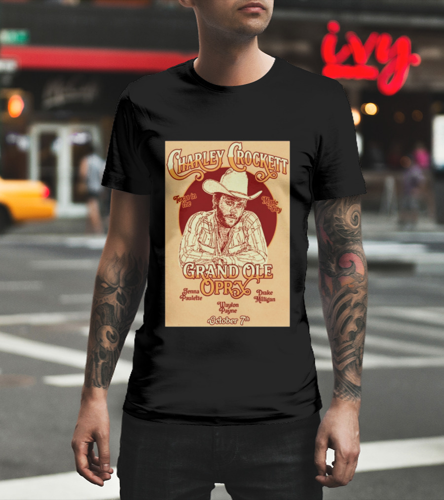 Charley Crockett Grand Ole Opry Nashville October 7 Texas In The Music City T-Shirt