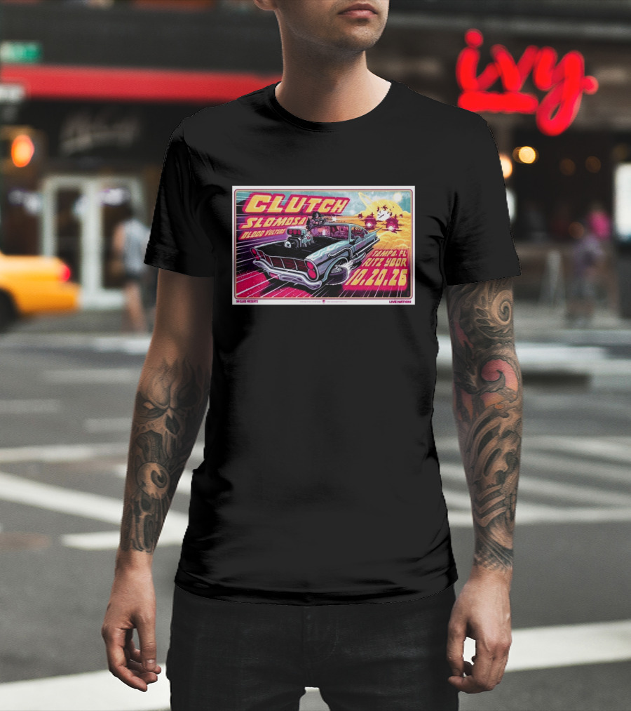 Clutch Slomosa Blood Vulture Tampa FL Ritz Ybor 10 20 26 Live Nation Promo Car T-Shirt