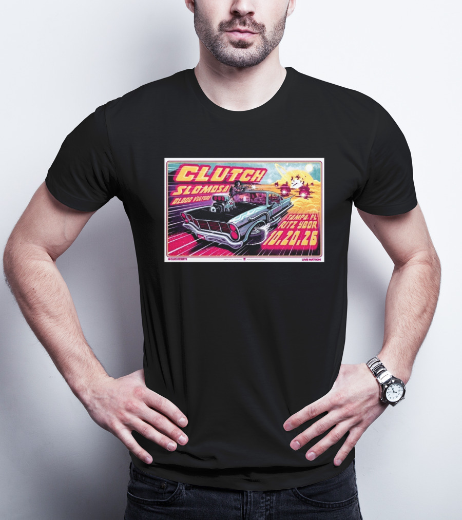Clutch Slomosa Blood Vulture Tampa FL Ritz Ybor 10 20 26 Live Nation Promo Car T-Shirt