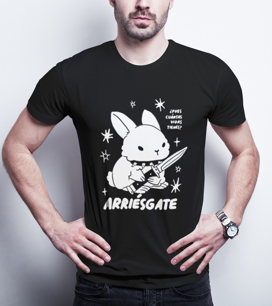 Dulce Nopronto ¿Pues Cuántas Vidas Tienes Arriésgate Conejo Cuchillo Kawaii Estrellas T-Shirt