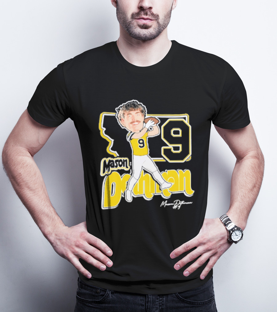 Mason Dethman Montana State Bobcats Caricature 2026 Number 9 Football T-Shirt