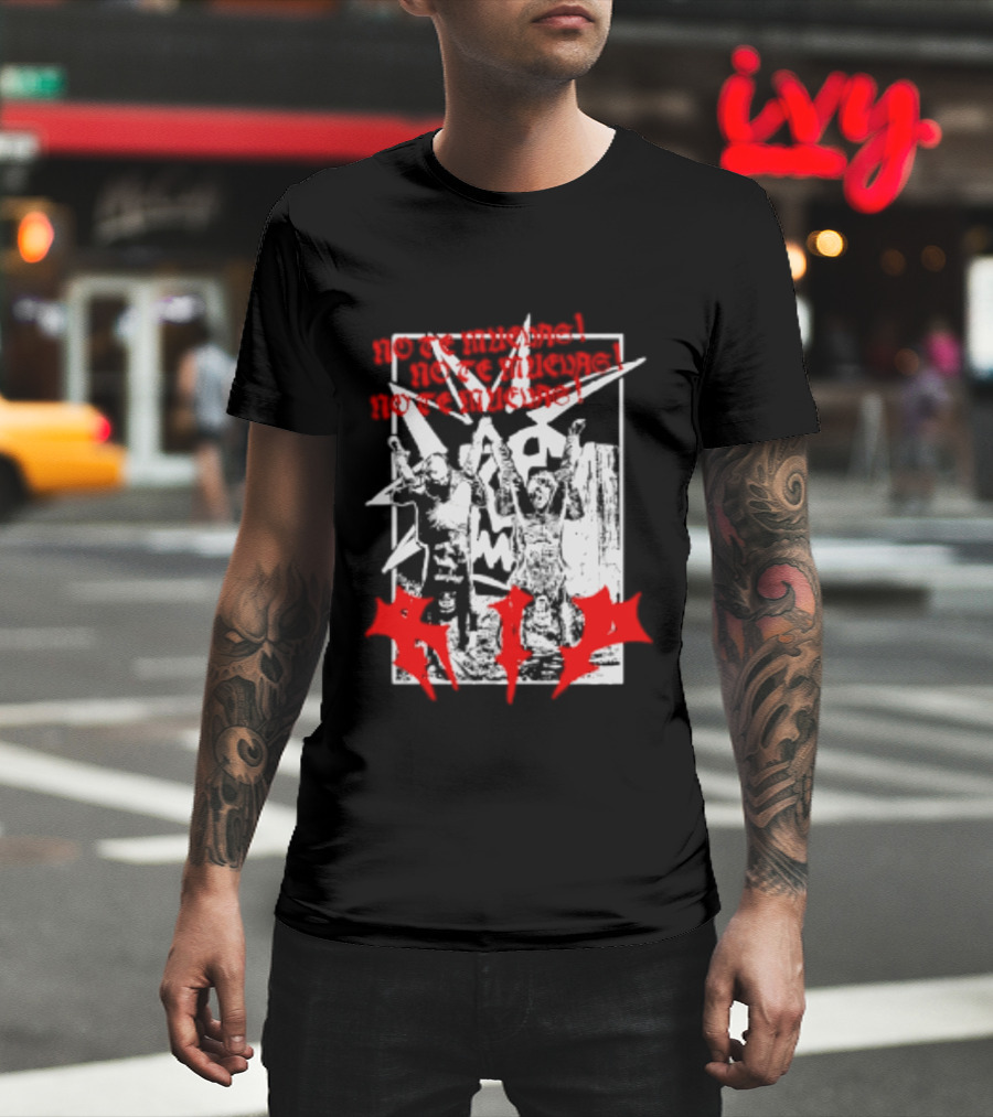 No Te Muevas Rip Punk Rock Hardcore Band White And Red Distorted T-Shirt