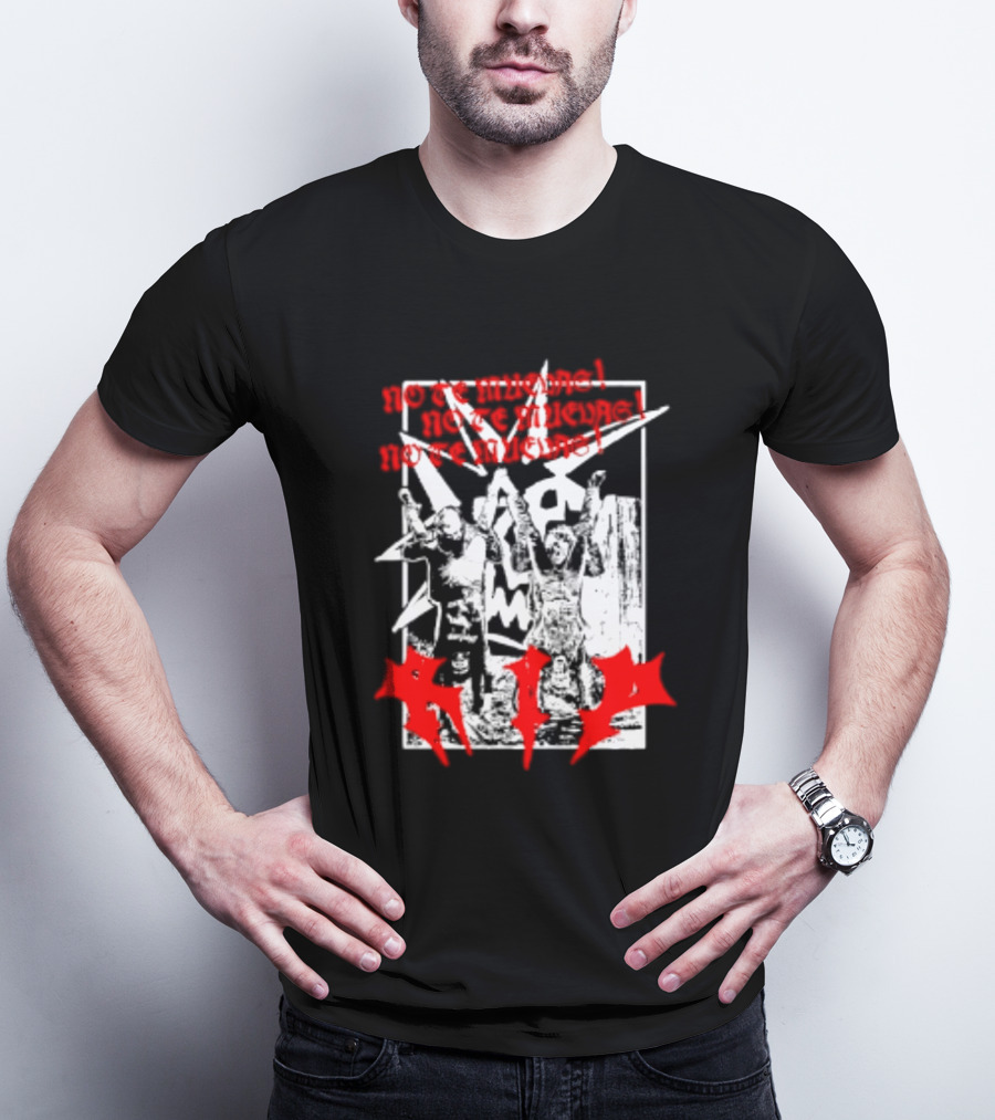 No Te Muevas Rip Punk Rock Hardcore Band White And Red Distorted T-Shirt