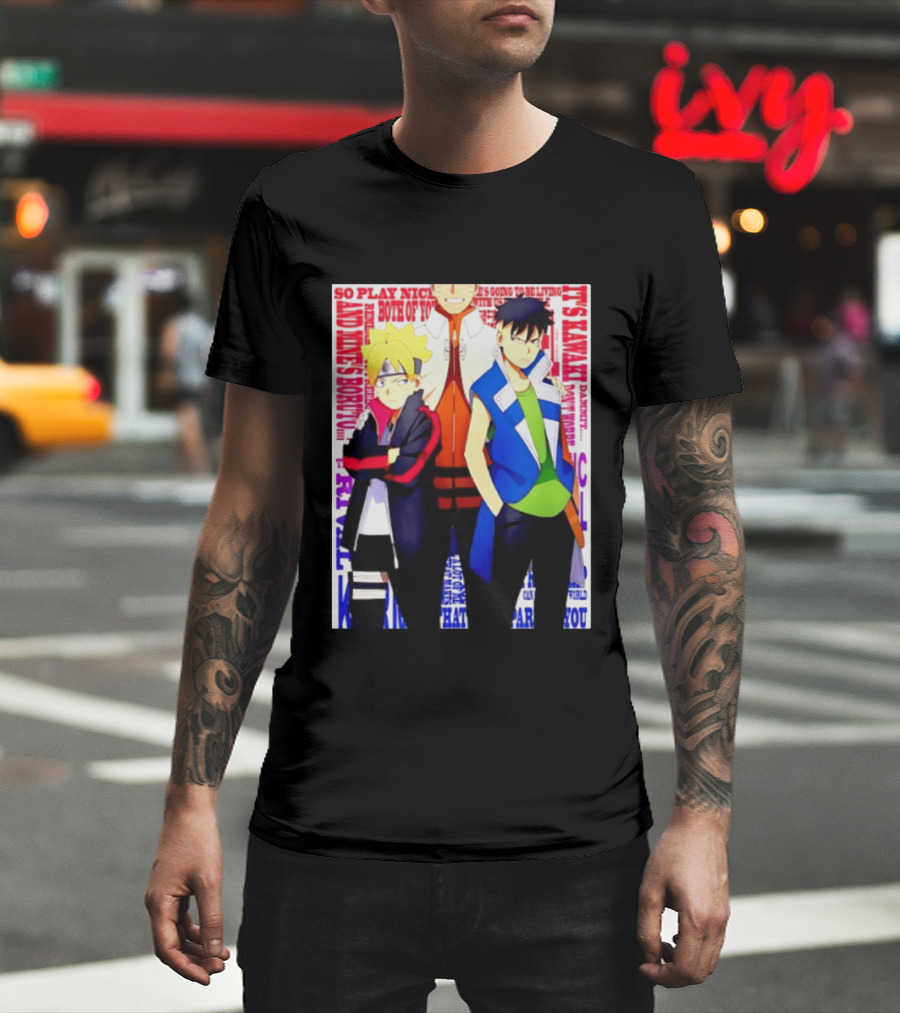 Uzumaki Boruto Naruto Kawaki Rivals Bright Style Manga Characters T-Shirt