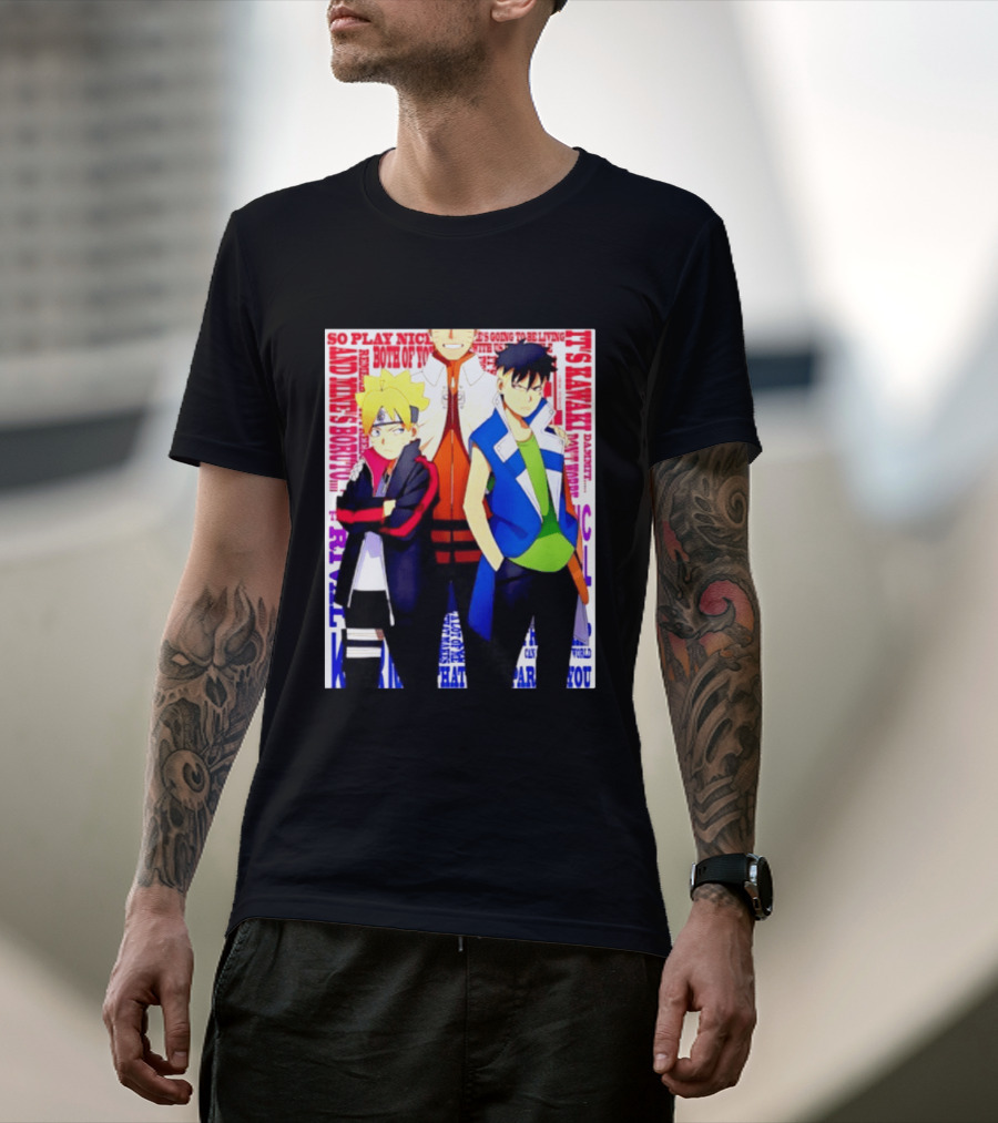 Uzumaki Boruto Naruto Kawaki Rivals Bright Style Manga Characters T-Shirt