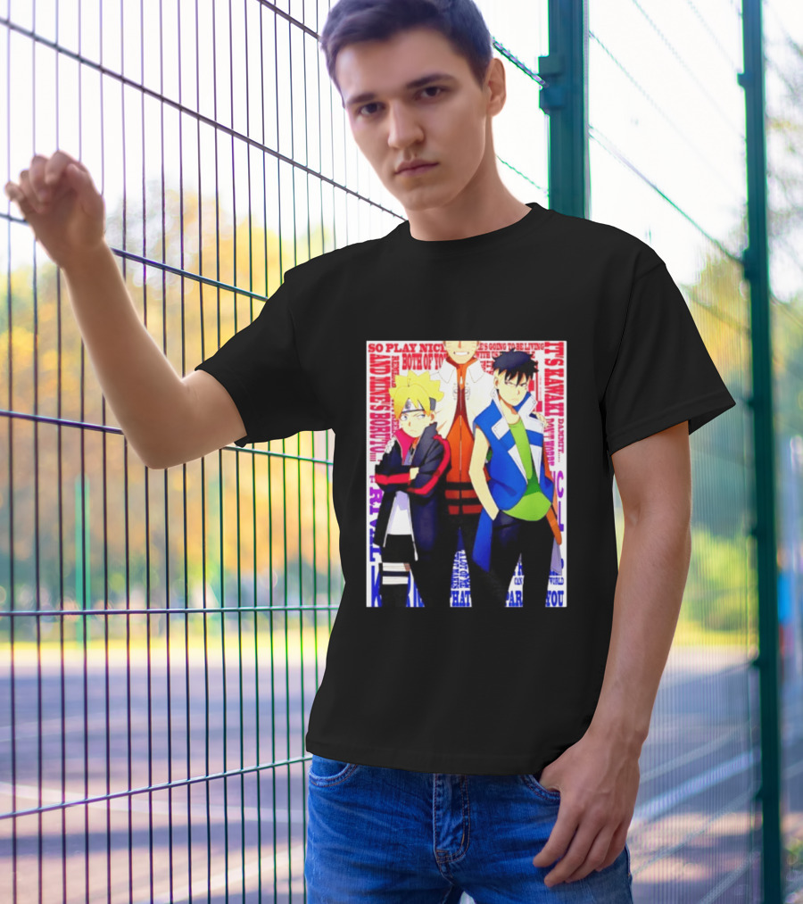 Uzumaki Boruto Naruto Kawaki Rivals Bright Style Manga Characters T-Shirt