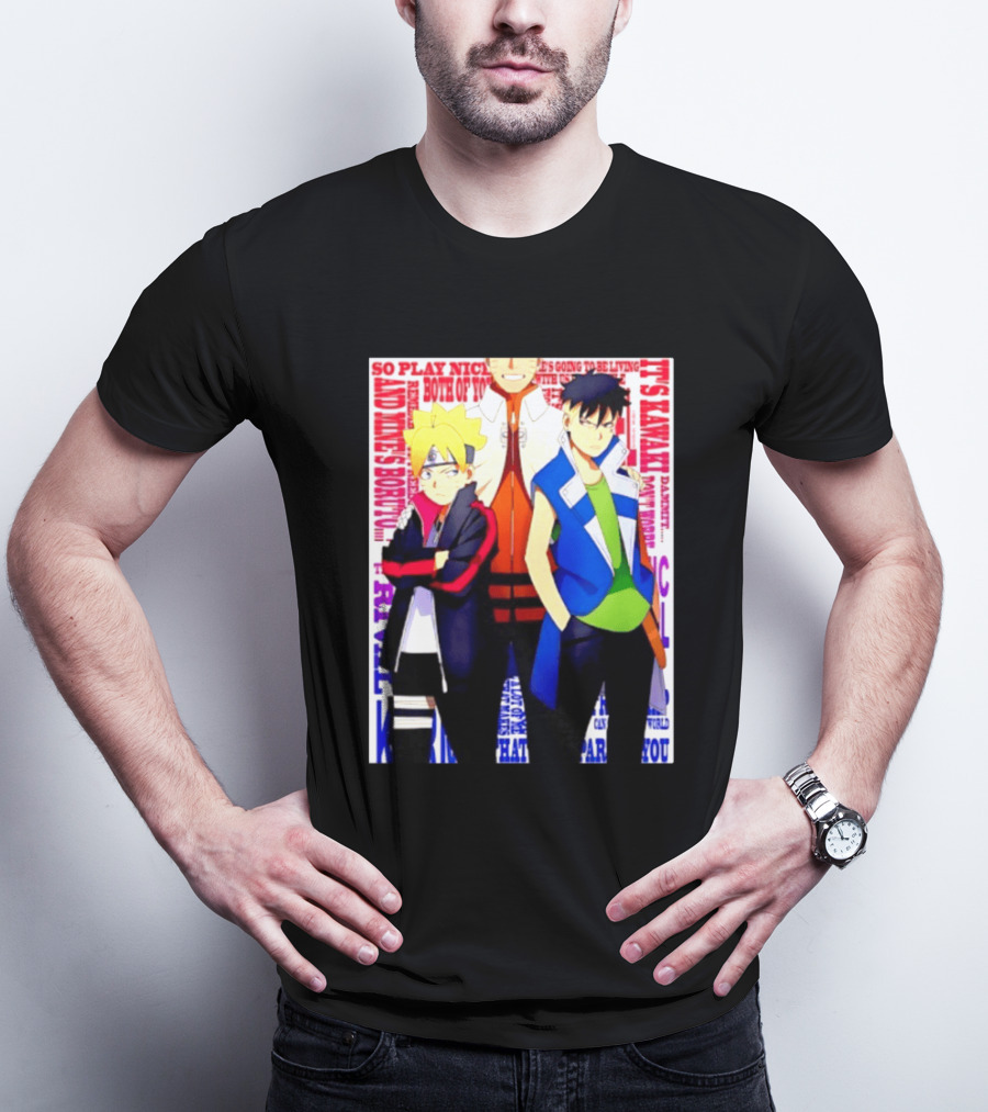 Uzumaki Boruto Naruto Kawaki Rivals Bright Style Manga Characters T-Shirt