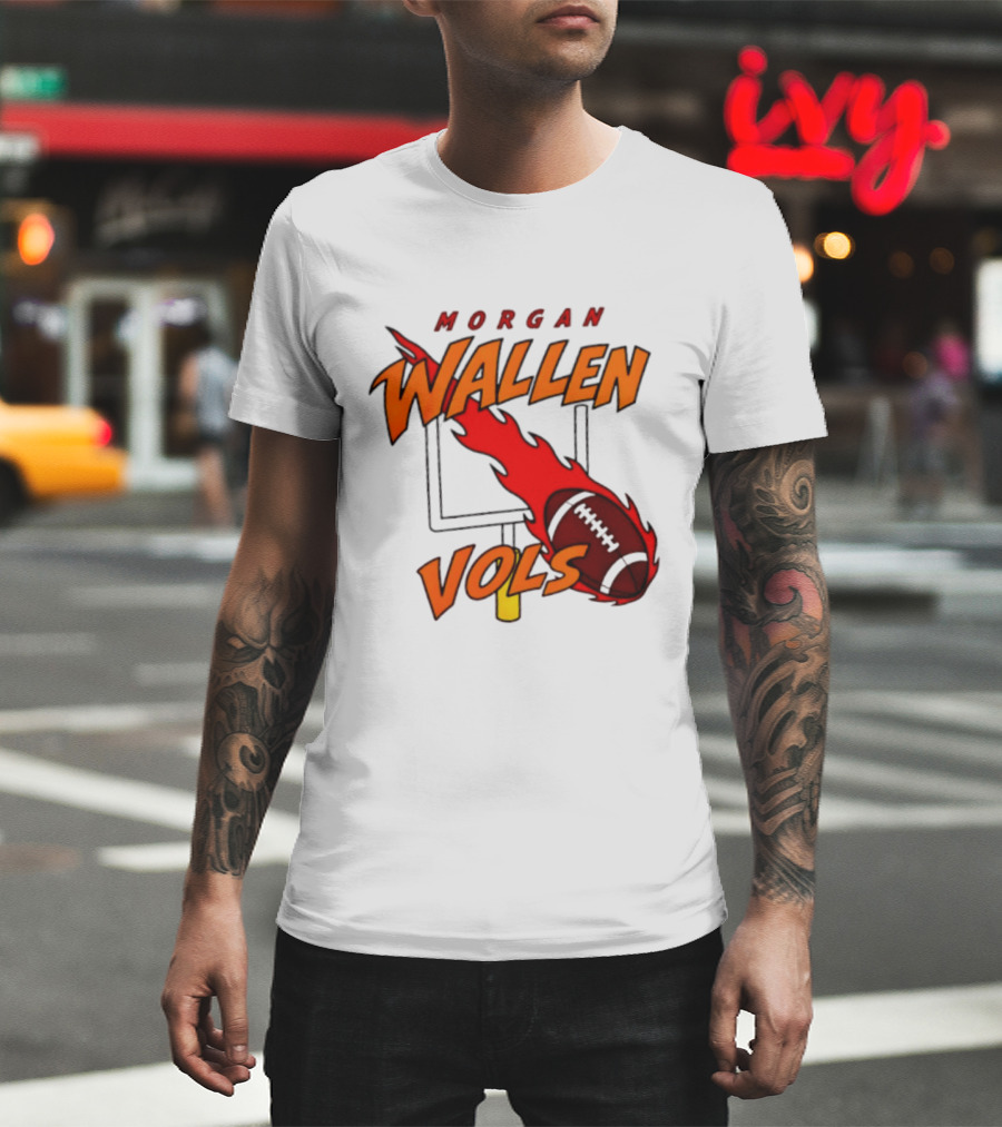 Morgan Wallen Vols Football Tennessee Volunteers Flaming Football Goalpost T-Shirt