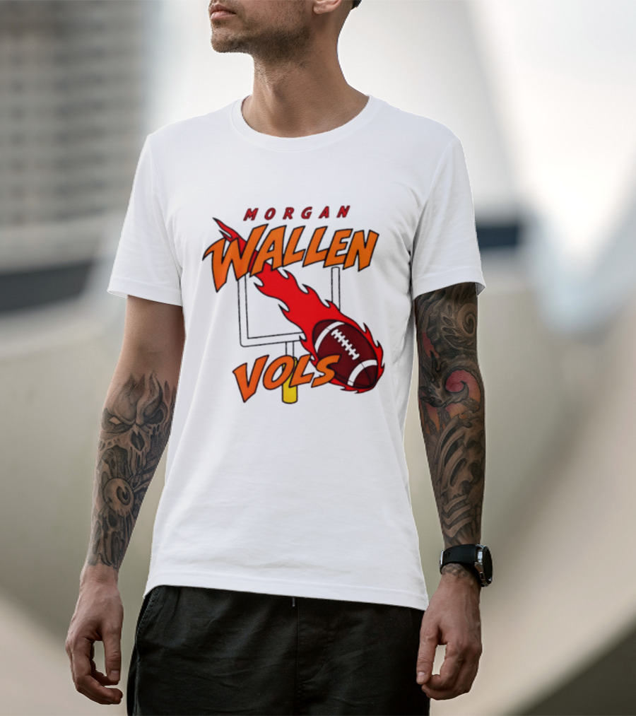 Morgan Wallen Vols Football Tennessee Volunteers Flaming Football Goalpost T-Shirt