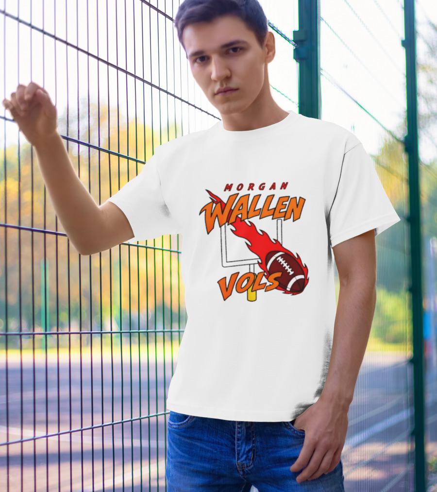 Morgan Wallen Vols Football Tennessee Volunteers Flaming Football Goalpost T-Shirt