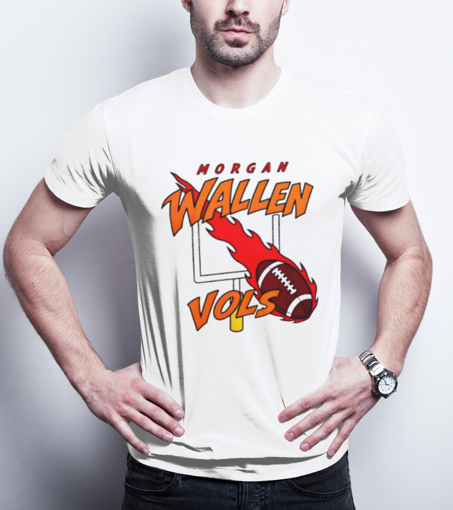 Morgan Wallen Vols Football Tennessee Volunteers Flaming Football Goalpost T-Shirt