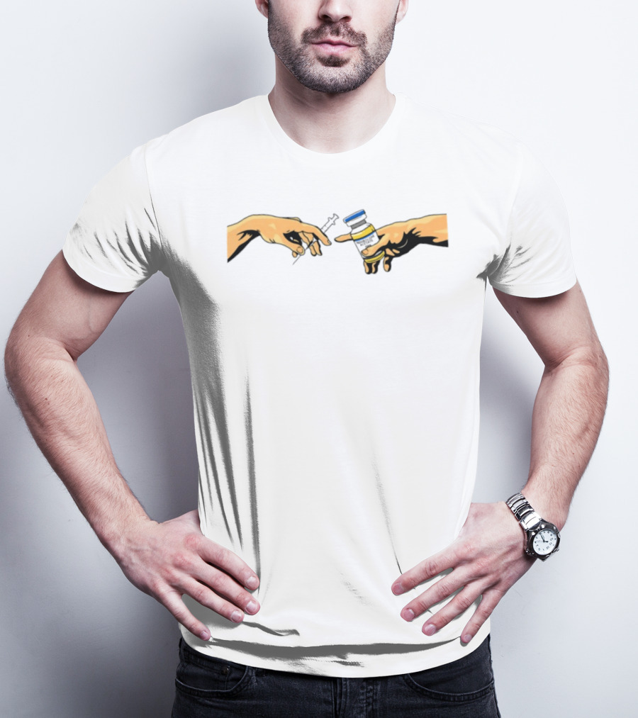 The Creation Of Adam Trenbolone Acetate Needle And Vial Hands T-Shirt