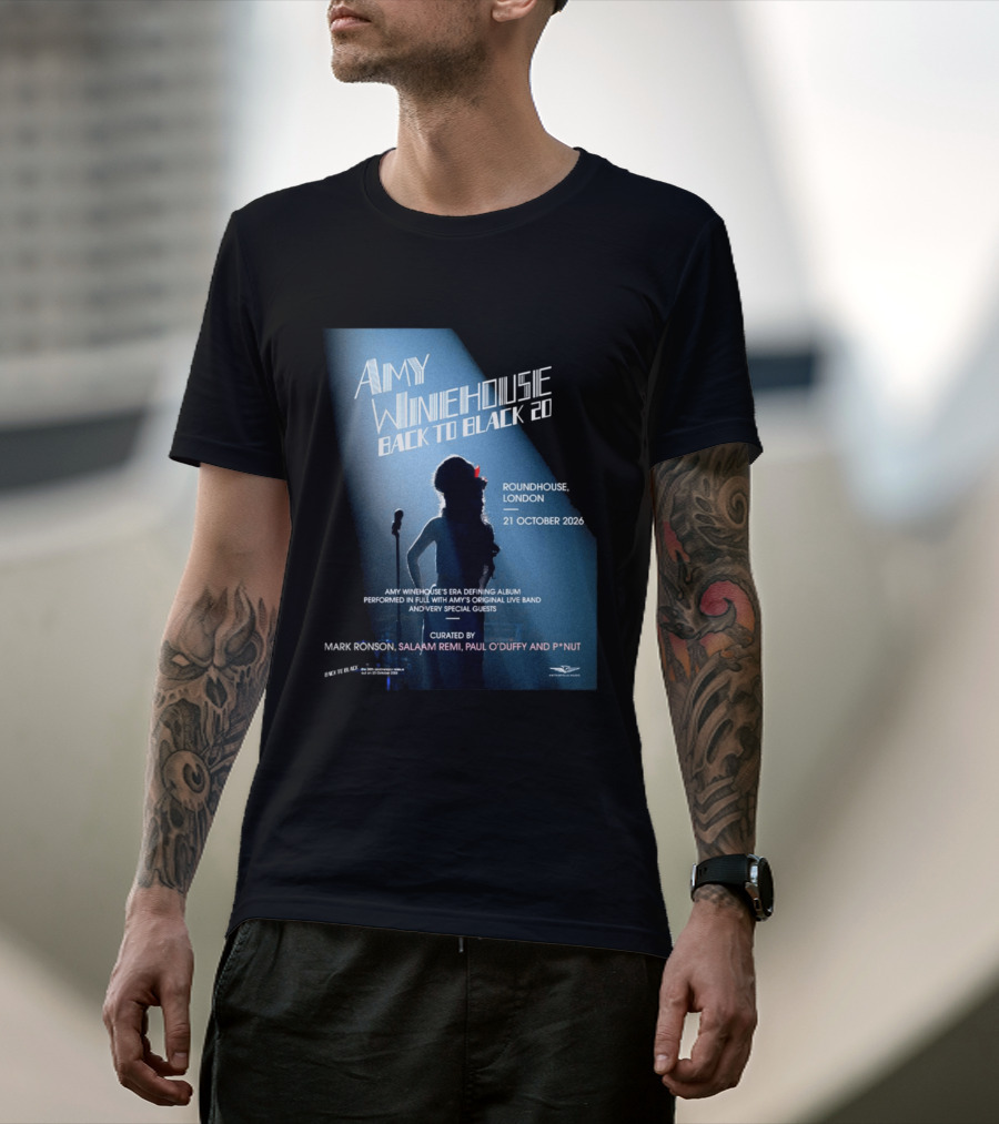 Amy Winehouse Back To Black 20 Roundhouse London 21 October 2026 Live Performance Event T-Shirt