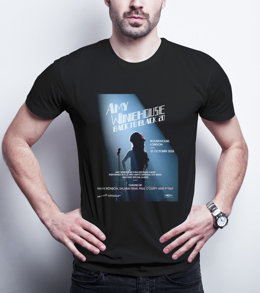 Amy Winehouse Back To Black 20 Roundhouse London 21 October 2026 Live Performance Event T-Shirt