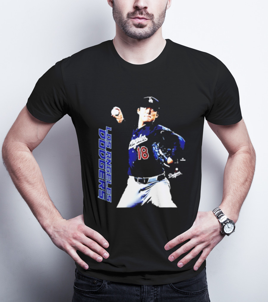 Los Angeles Dodgers Yoshinobu Yamamoto Number 18 MLB Pitcher Swing T-Shirt