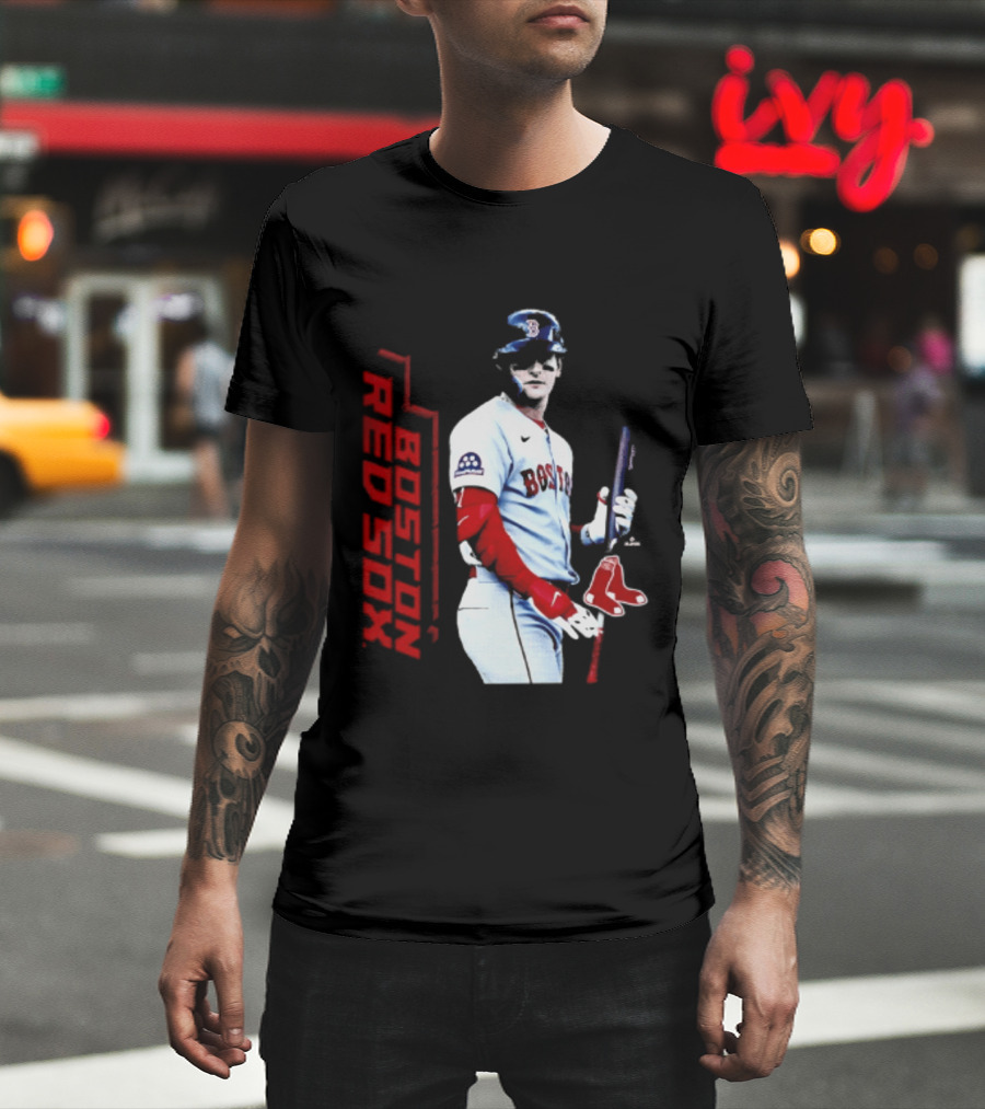 Roman Anthony Boston Red Sox MLB Player Swing Action T-Shirt