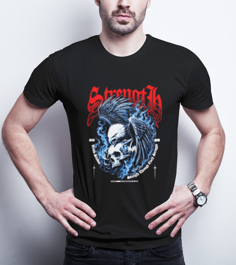 Strength 2026 Brand Studios Eagle Skull Strength Through Every Struggle T-Shirt