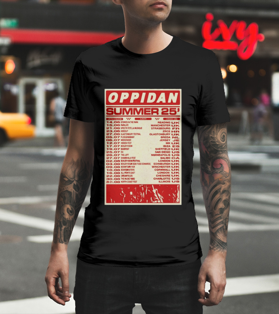Oppidan Summer Tour 2025 Concert Dates Across UK Europe Canada USA T-Shirt
