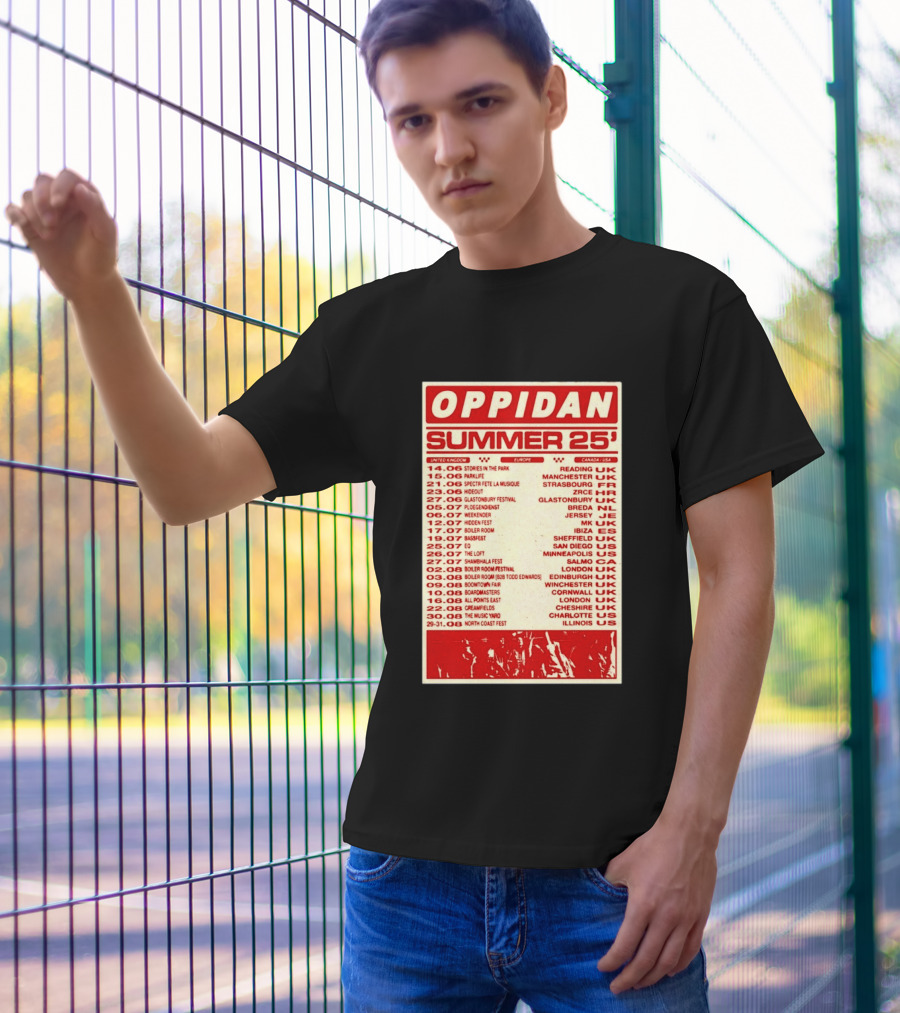 Oppidan Summer Tour 2025 Concert Dates Across UK Europe Canada USA T-Shirt