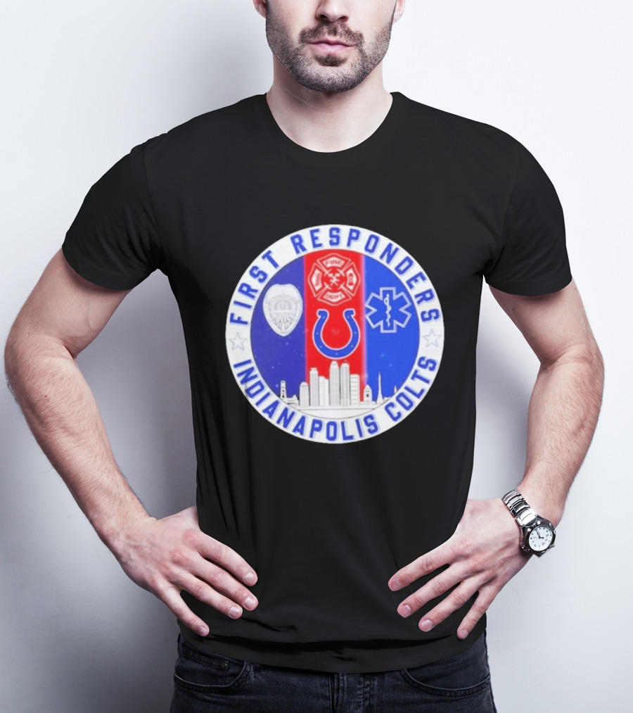 First Responders Indianapolis Colts 9/11 Skyline Police Fire Ambulance T-Shirt