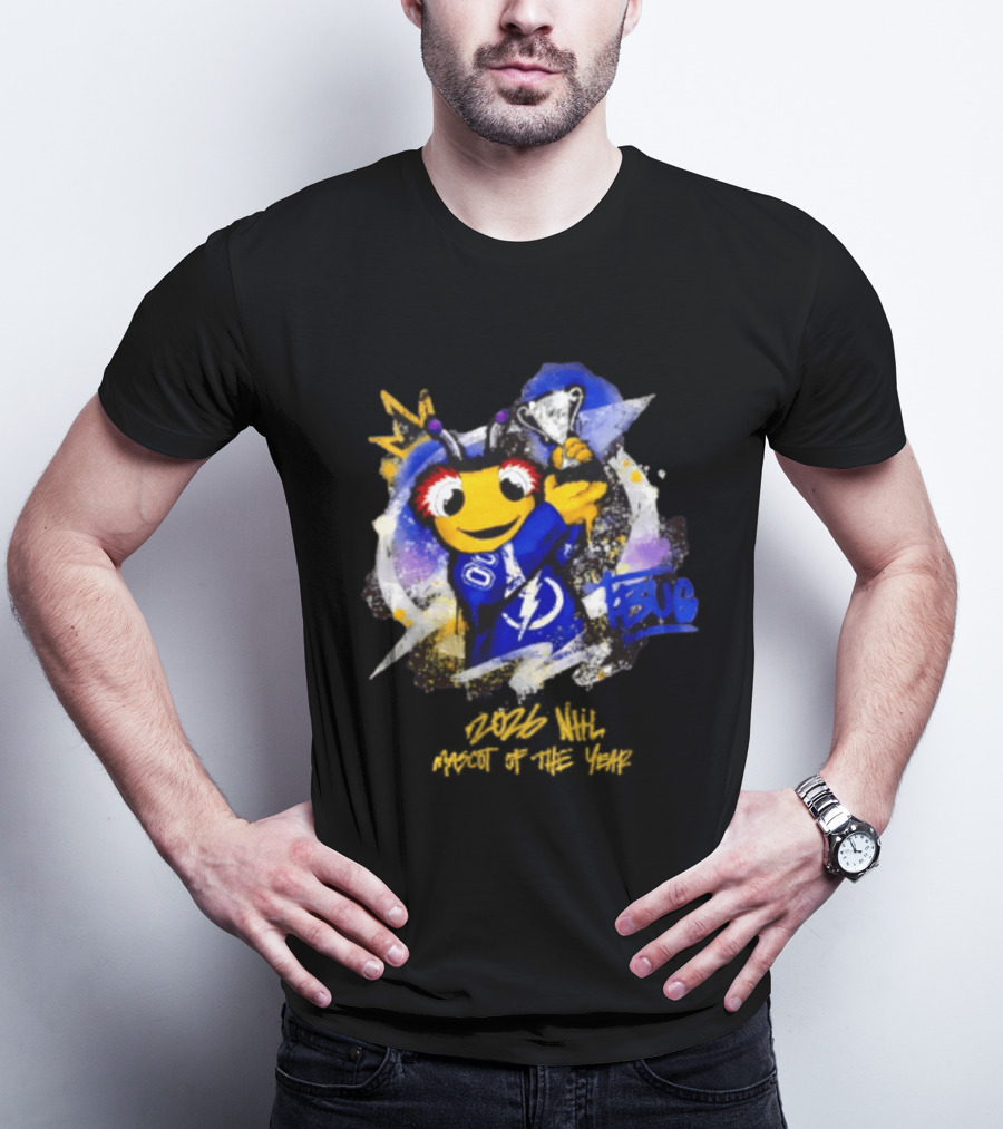 Tampa Bay Lightning Thunderbug Holding Trophy 2026 T-Shirt