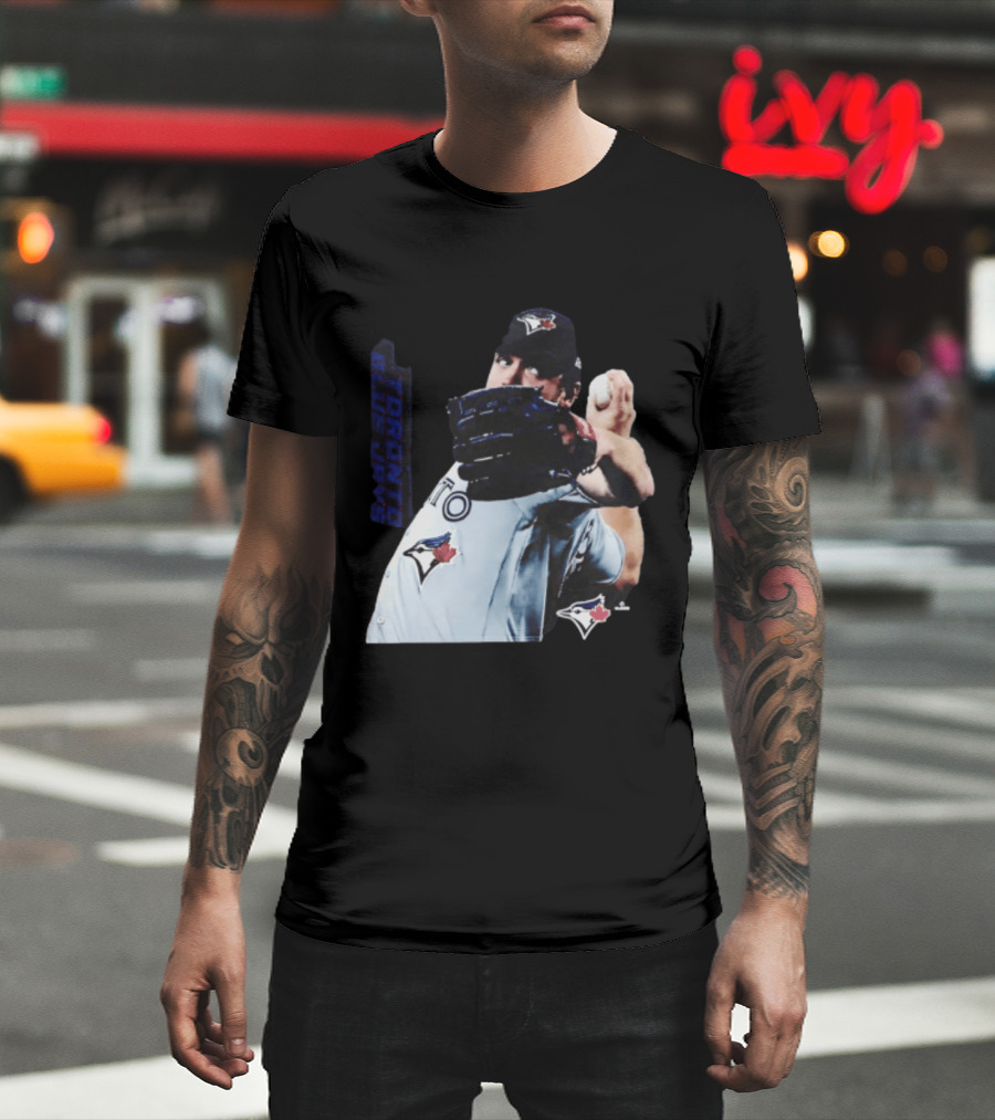 Trey Yesavage Toronto Blue Jays MLB Player Pitching Action T-Shirt
