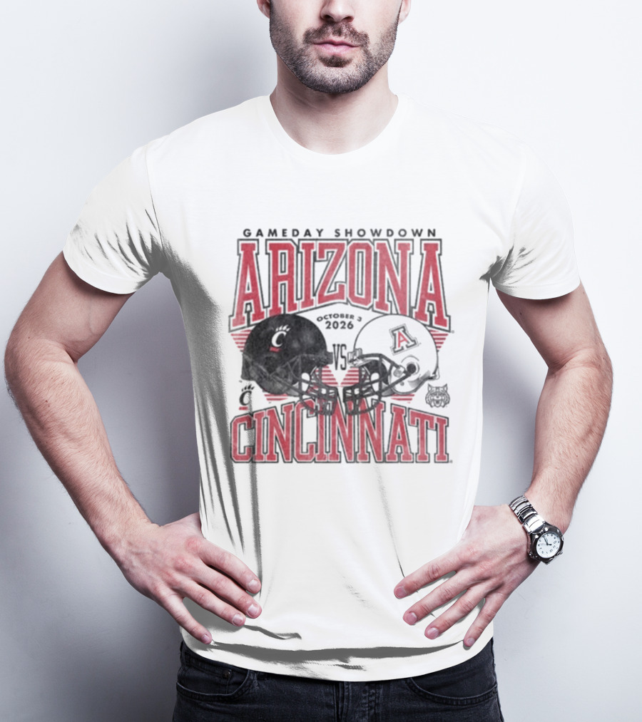 Arizona Wildcats Vs Cincinnati Bearcats October 3 2026 Football Helmet Gameday Showdown T-Shirt