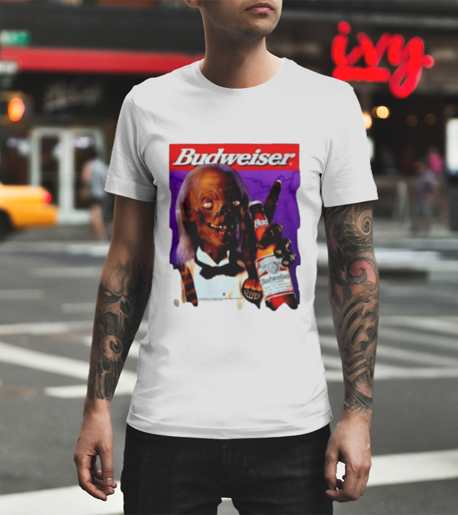 Budweiser Bud Keeper Zombie Halloween Beer Bottle Advertisement T-Shirt