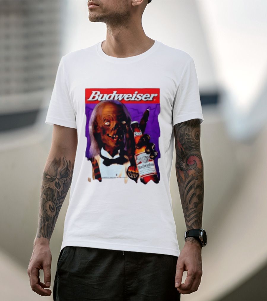 Budweiser Bud Keeper Zombie Halloween Beer Bottle Advertisement T-Shirt
