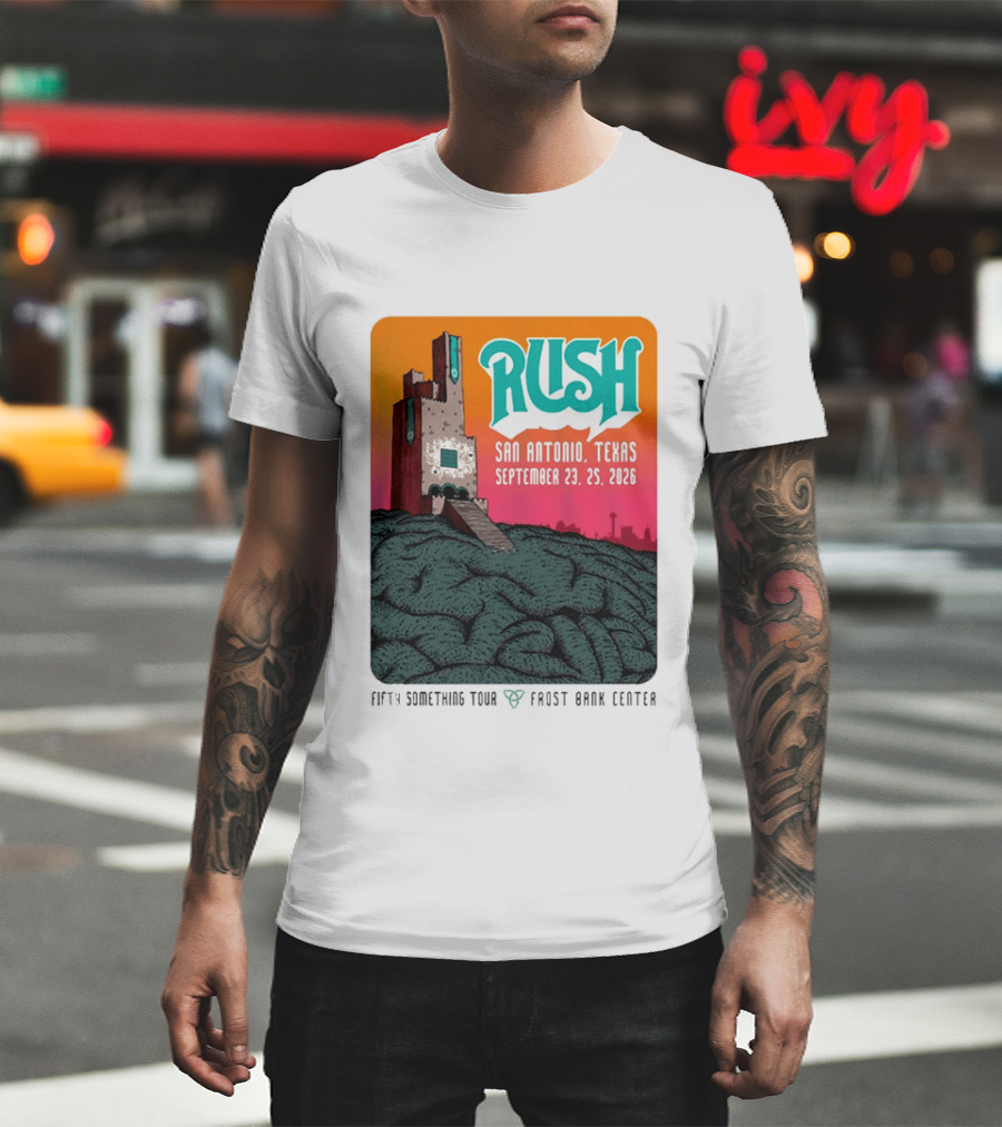 Rush Fifty Something Tour 2026 San Antonio Texas September 23 25 Frost Bank Center T-Shirt