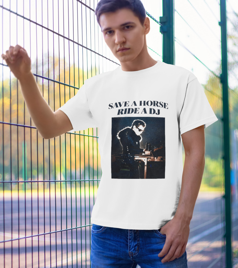 Save A Horse Ride A DJ Musician With Equipment And Sunglasses T-Shirt