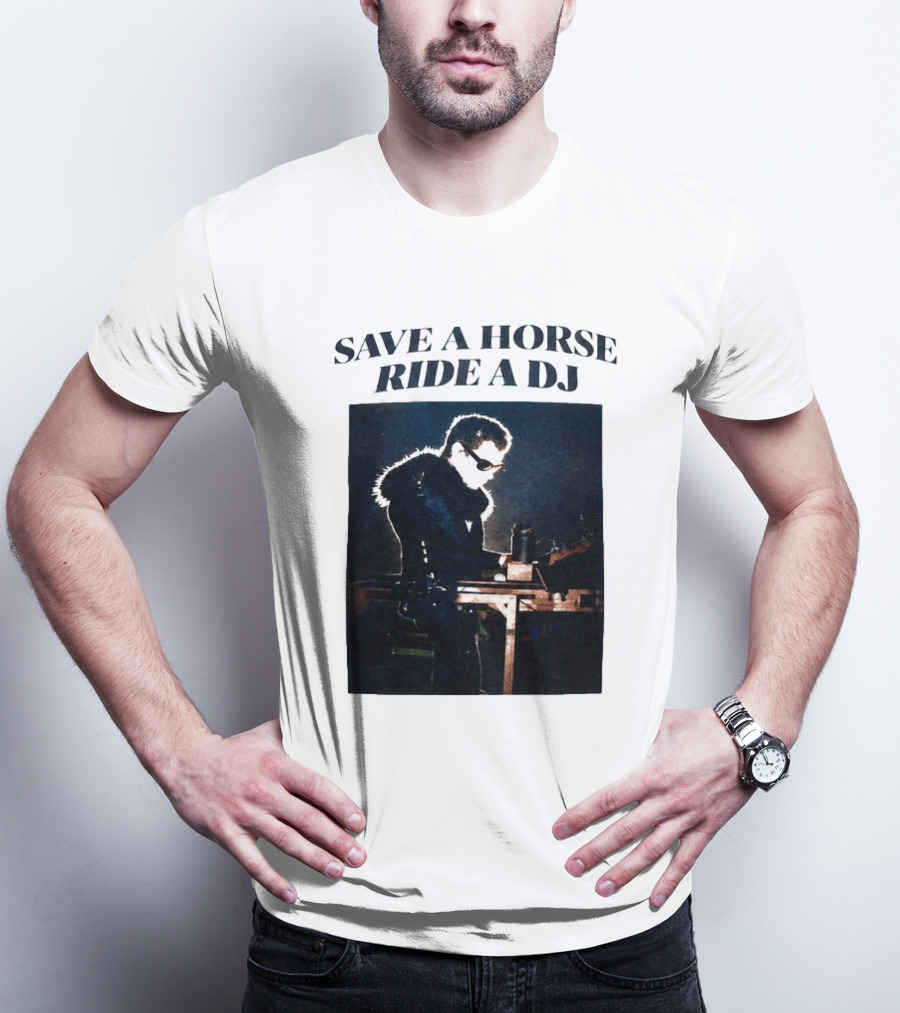 Save A Horse Ride A DJ Musician With Equipment And Sunglasses T-Shirt