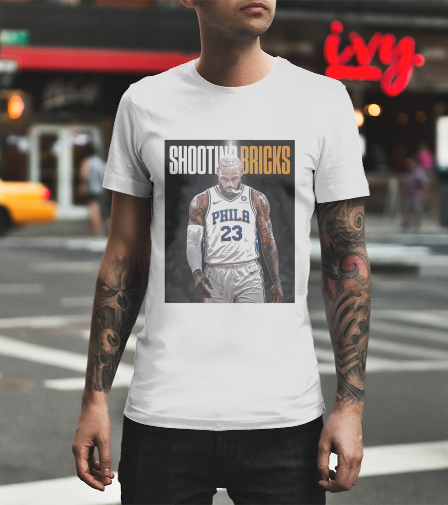 Shooting Bricks LeBron 23 Philly Basketball Meme T-Shirt
