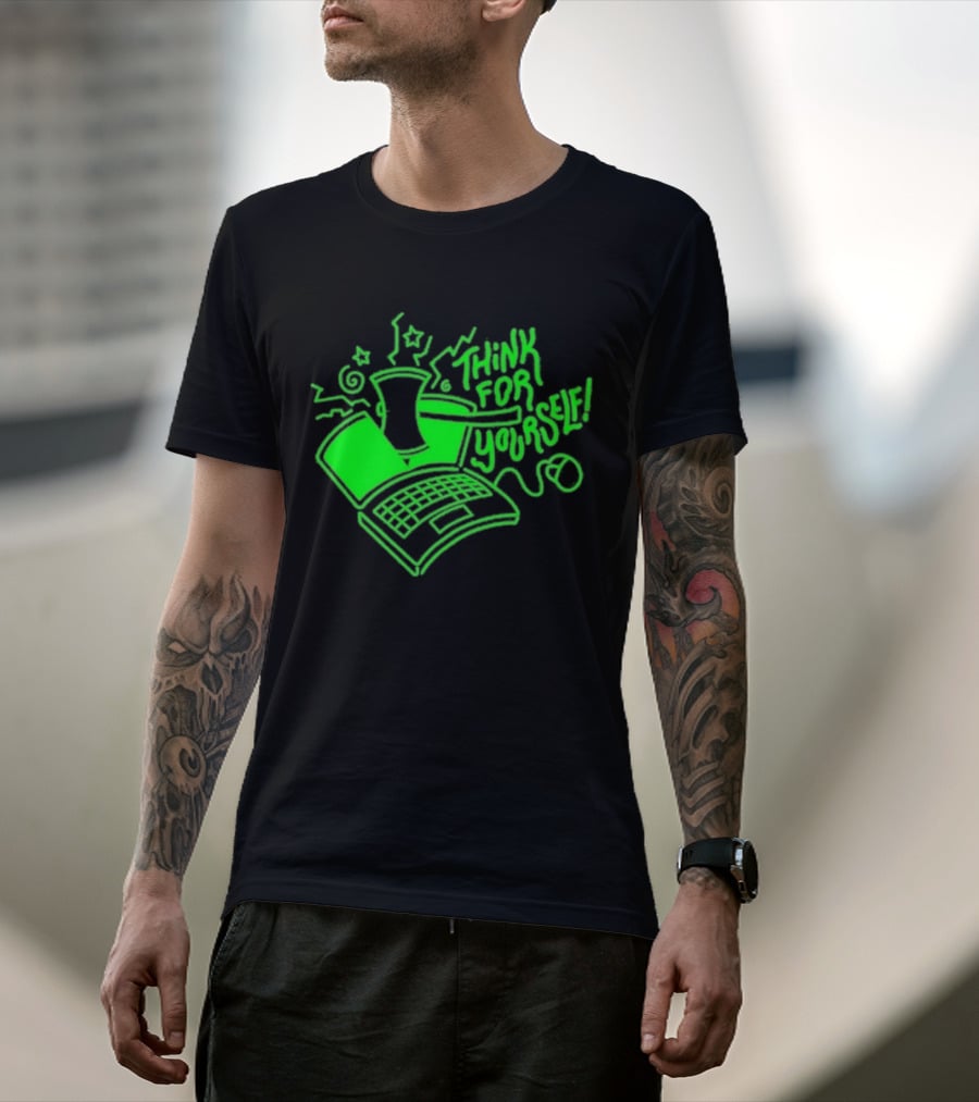 Avi Matzo X RAYGUN Think For Yourself Computer Stars Green T-Shirt