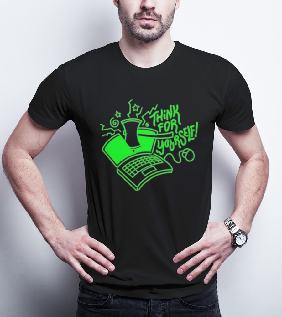 Avi Matzo X RAYGUN Think For Yourself Computer Stars Green T-Shirt