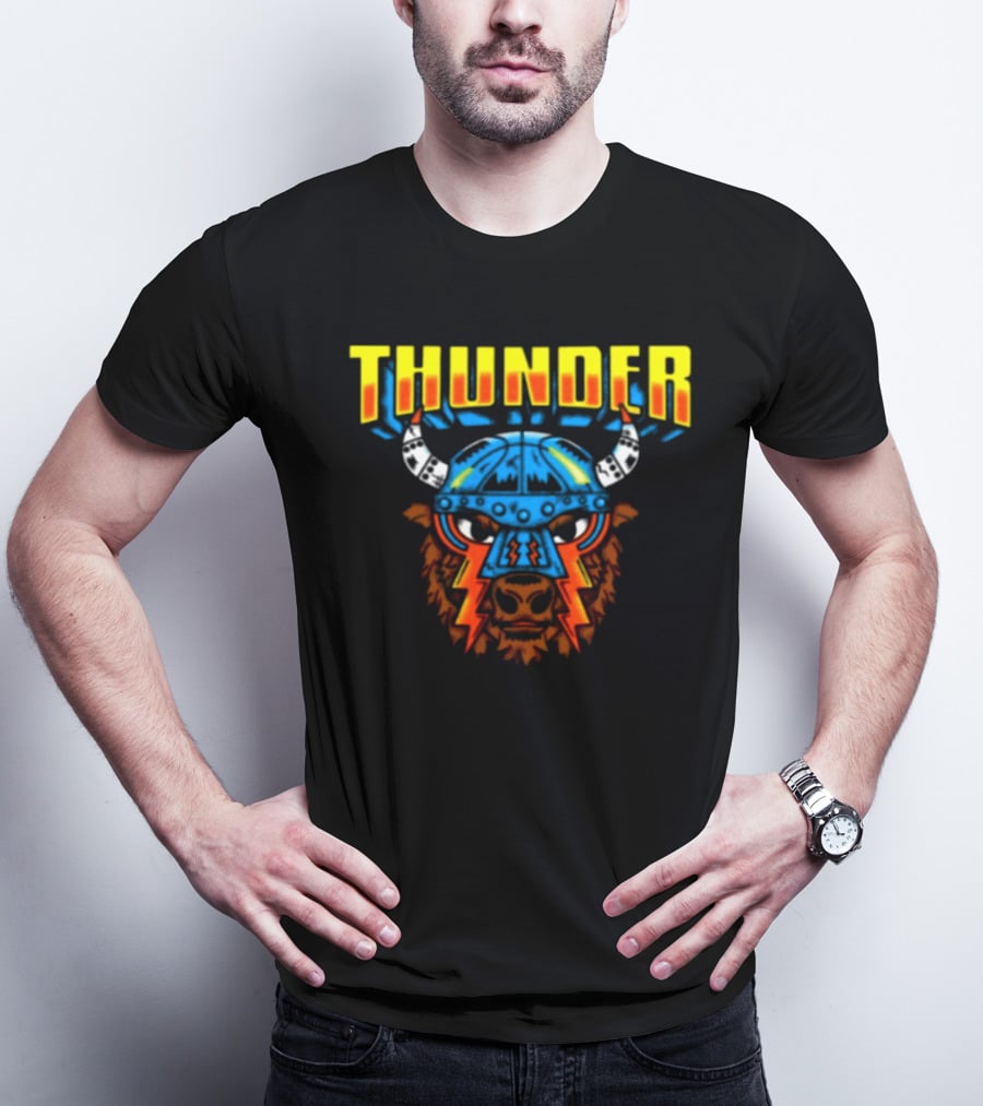 Thunder Bison Mask Lightning Joshua Boydston Store T-Shirt
