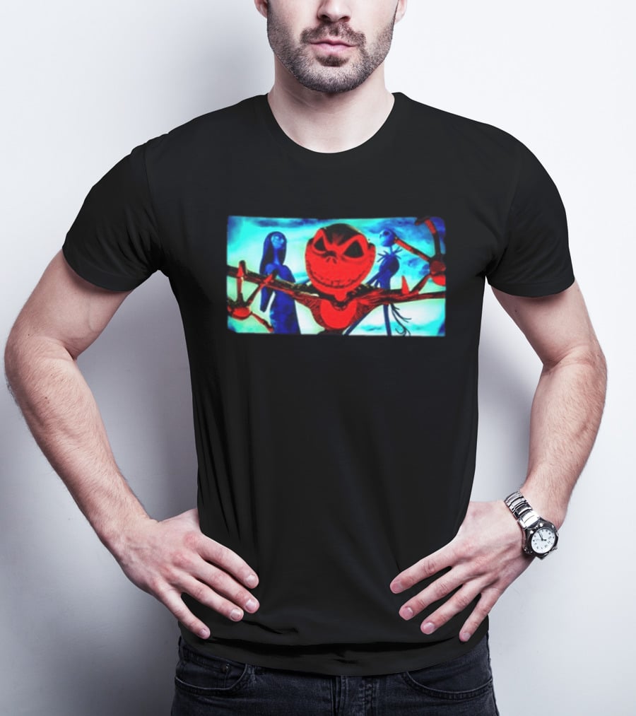 Tim Burton's The Nightmare Before Christmas Jack Skellington And Sally Cartoon Two Sided T-Shirt