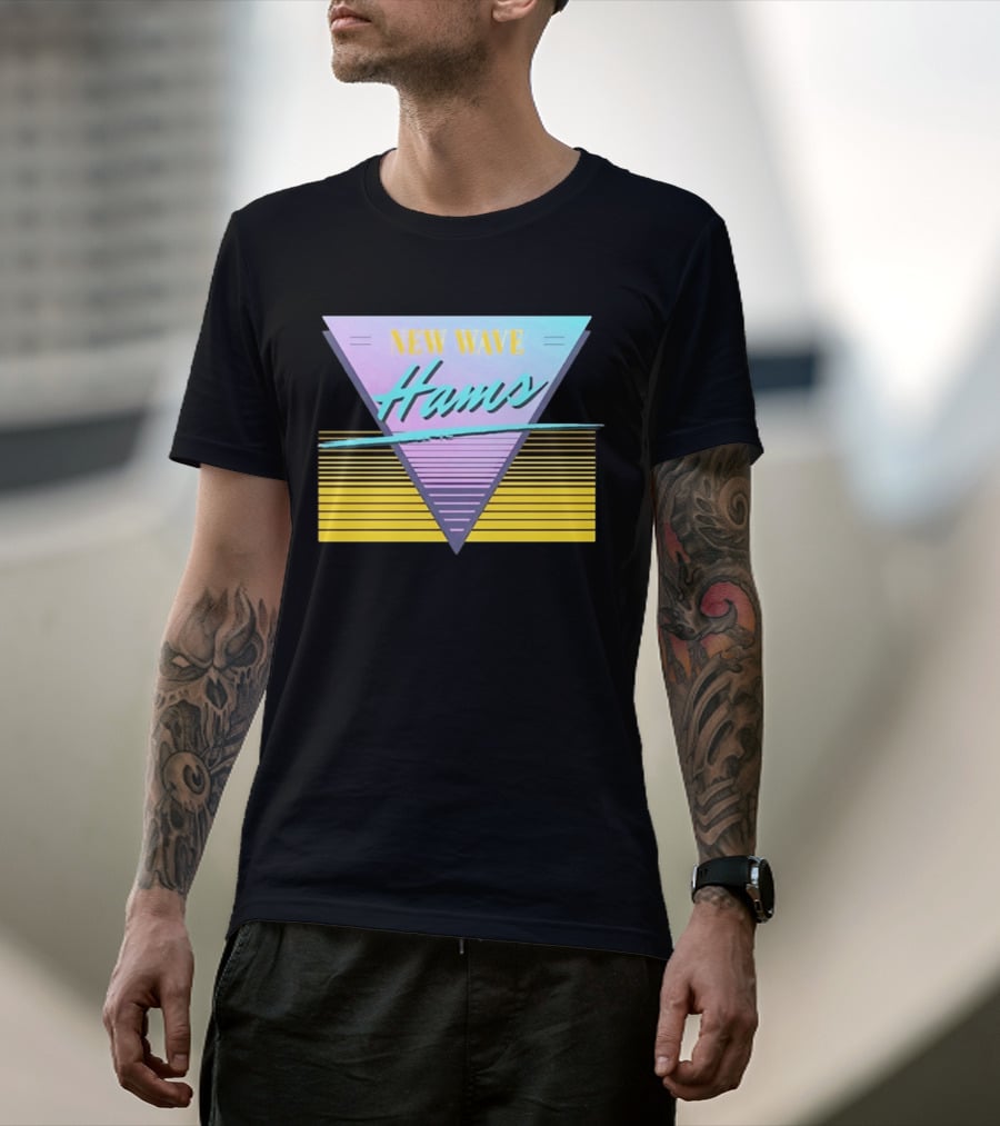 New Wave Hams Retro 80s Aesthetic Triangle Stripes T-Shirt